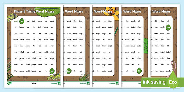 Phase 5 Tricky Word Mazes Worksheet (teacher made) - Twinkl