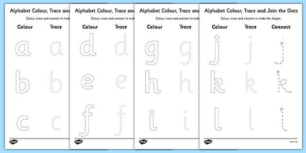 Alphabet Colour Trace And Join The Dots Worksheets Twinkl