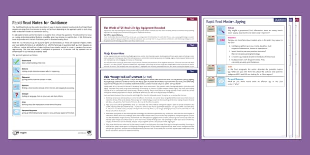 * NEW * Rapid Reading Comprehension: World of Spies - spies, reading