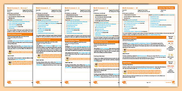 Level 2 No-Tech Phonics Week 4 Lesson Guides - Twinkl