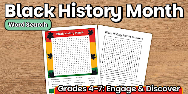 Black History Month Intermediate Word Search