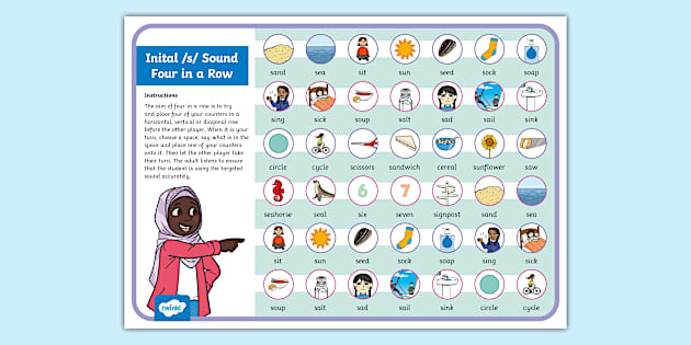 Initial /s/ Sound Four in a Row (teacher made) - Twinkl