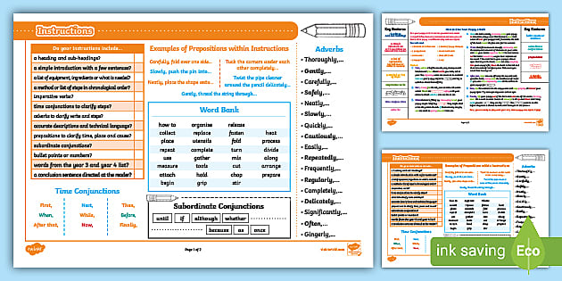 LKS2 Writing: Instructions Knowledge Organiser - Twinkl