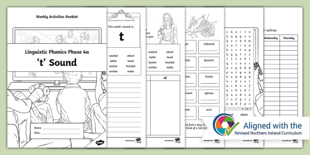 NI Linguistic Phonics Phase 4a 't' Sound Activities Booklet