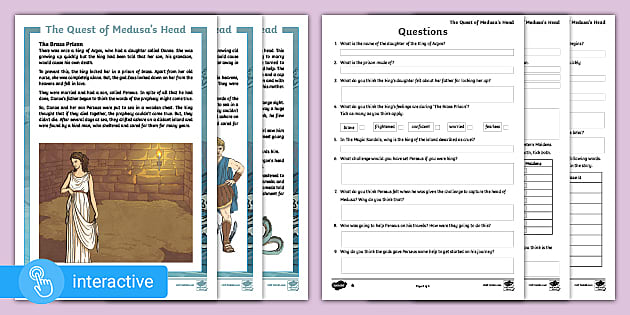 Greek Mythology Reading Comprehension Worksheets PDF | UKS2