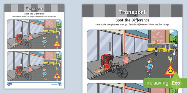 Transport Spot the Difference Worksheet - Twinkl