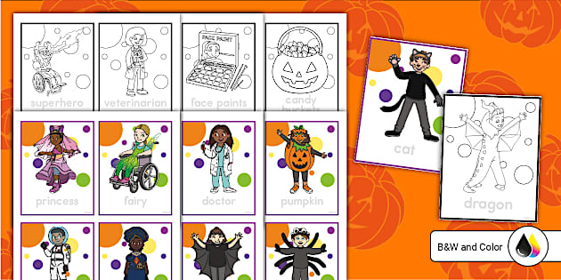 Halloween Costume Shop Dramatic Play Tracing Word Cards