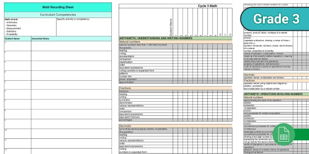 Guided Math Editable Recording Sheets Quebec Cycle 3