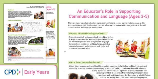 Educator's Role in Supporting Communication (Ages 3-5)