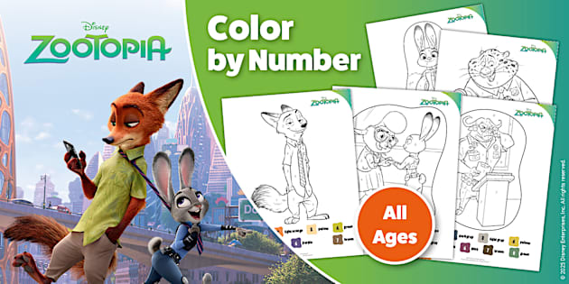 Zootopia: Color By Number Worksheets