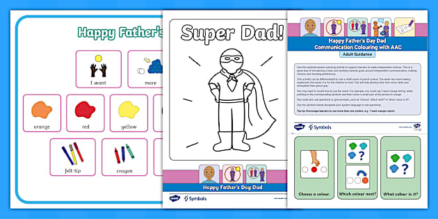 Twinkl Symbols: Father's Day Communication Colouring with AAC