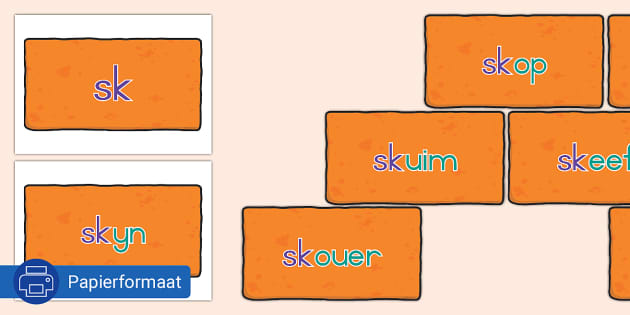 Gr 2 Klanke Woordmuurkaarte sk- (teacher made) - Twinkl
