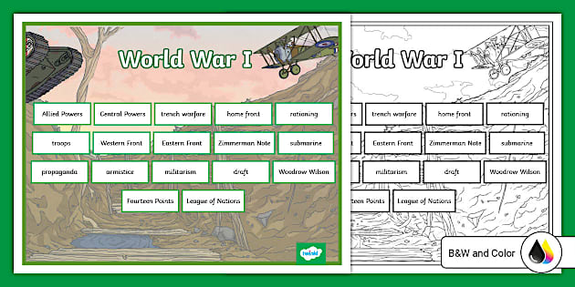 World War I Vocabulary Mat for 6th-8th Grade (teacher made)