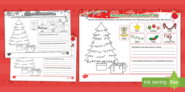 * NEW * Decorate a Christmas Tree Worksheet (teacher made)