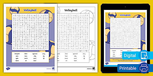 Volleyball Word Search for 3rd-5th Grade - Twinkl
