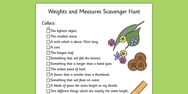 Weights and Measures Scavenger Hunt KS1 (teacher made)