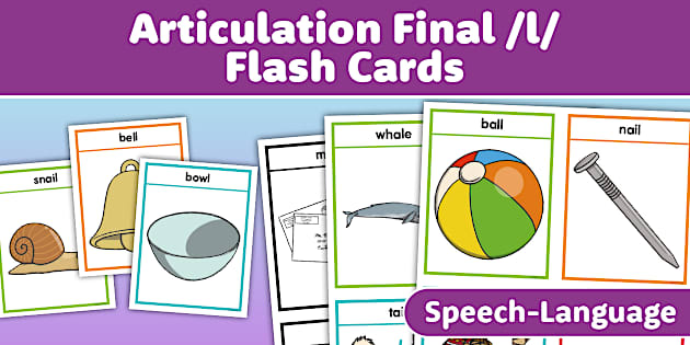 Articulation Final /l/ Words Flash Cards for SLP