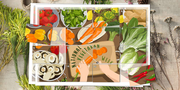 National Vegetarian Week - Sticker Puzzle Activity - Twinkl