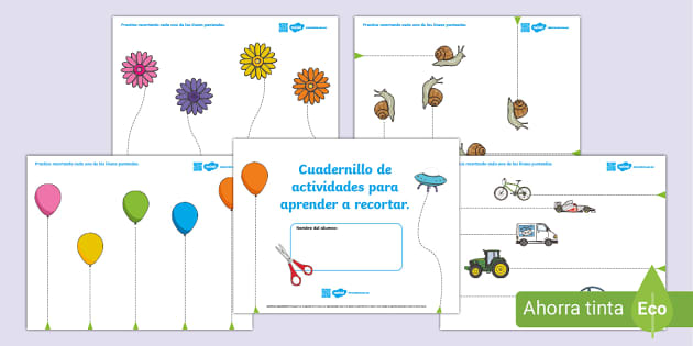 Cuadernillo: Actividades para aprender a recortar - Twinkl