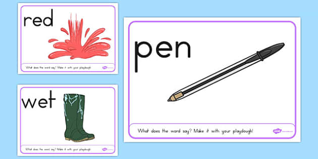 FREE! - CVC Word Playdough Mats E (teacher made) - Twinkl