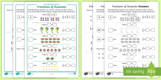 Introducing Fractions of Amounts - Finding Half Differentiated Worksheet