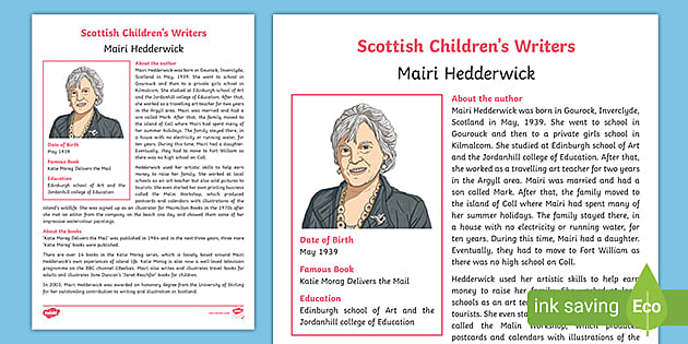 Scottish Children's Writers Mairi Hedderwick Information Sheet