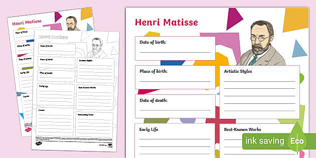 Henri Matisse Fact File Template,Henri Matisse - Twinkl