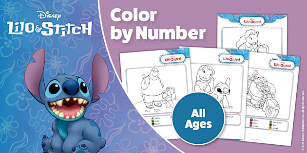 Lilo & Stitch: Color by Number Worksheets