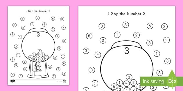 I Spy the Number 3 Worksheet (Hecho por educadores) - Twinkl