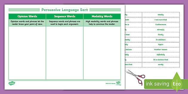 Persuasive Language Sort (teacher made) - Twinkl