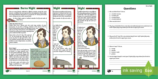 Robert Burns Facts Differentiated Reading Comprehension