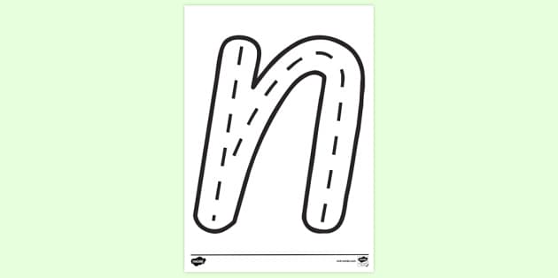 NZ Lowercase N Road Lettering Colouring | Colouring Sheets