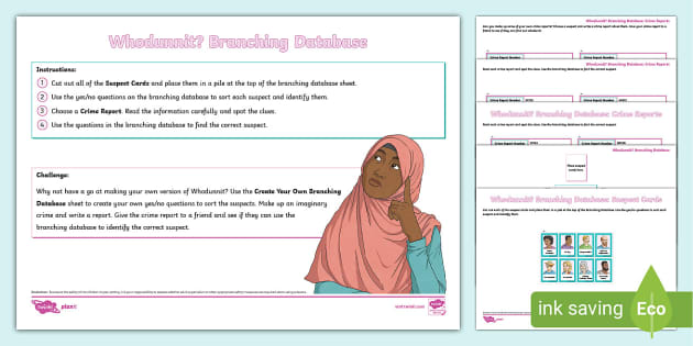 Whodunnit? Unplugged Branching Database Activity - Computing Whodunnit? Unplugged Branching Database Activity - Computing