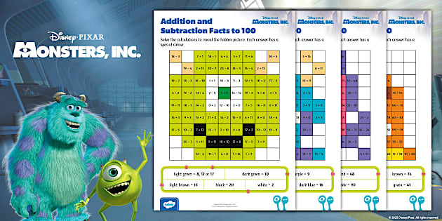 👉 Monsters, Inc.: Maths Mosaics Worksheets Pack