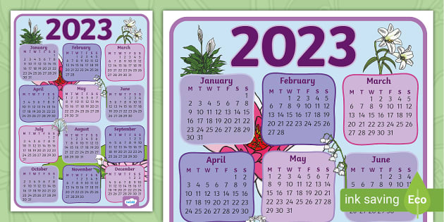 FREE! - Vibrant 2023 Lily Calendar | Display | Twinkl | KS1