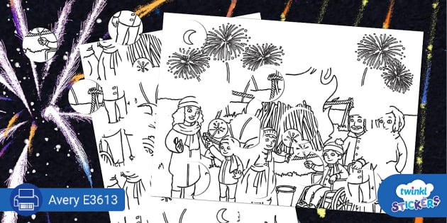Mindfulness Colouring Bonfire Scene - Sticker Activity