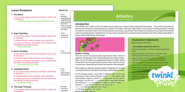 Year 3 Athletics Planning - Twinkl Move PE Planning - LKS2