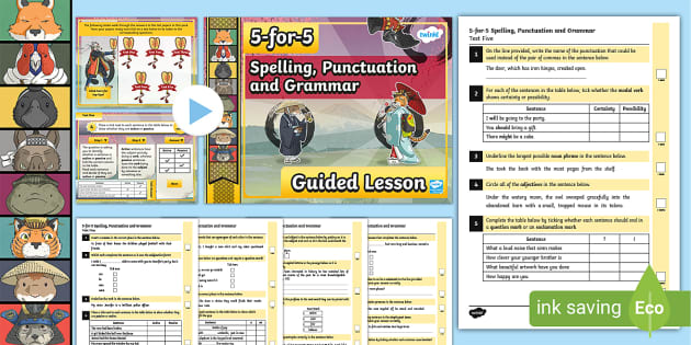 Year 6 SATs Survival: 5-for-5 SPaG Test Pack 5 - Twinkl
