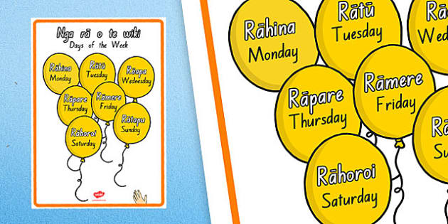 Days of the Week Display Poster Te Reo Māori (teacher made)