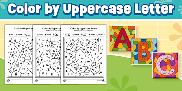 Alphabet Color by Uppercase Letter Worksheets