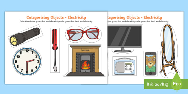 Electrical Items Sorting Card Activity