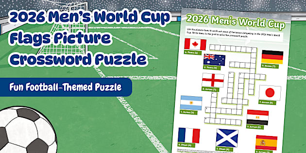 2026 Men's World Cup Flags Picture Crossword Puzzle