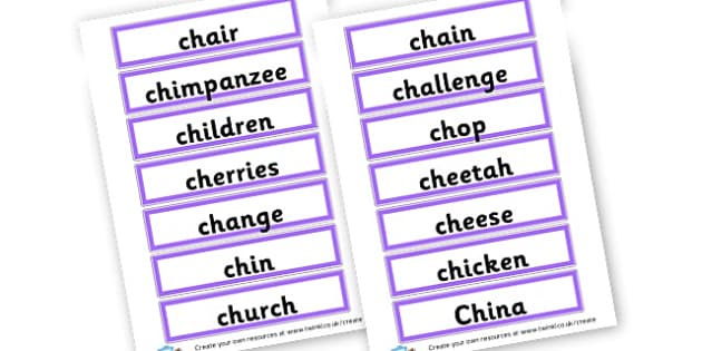 Ch Word Cards