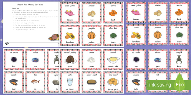 * NEW * Matariki Hakari Matching Cards English/Te Reo Māori - Feast, Games