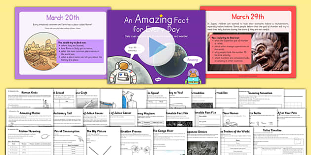 An Amazing Fact a Day March PowerPoint and Worksheet / Worksheet Pack