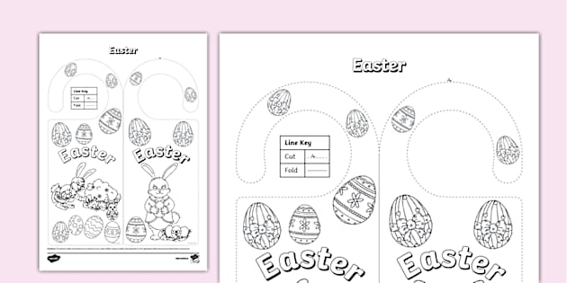 Easter Colouring Door Hanger Worksheet (Teacher-Made)