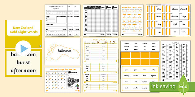 New Zealand Gold Sight Words Resource Pack (Teacher-Made)