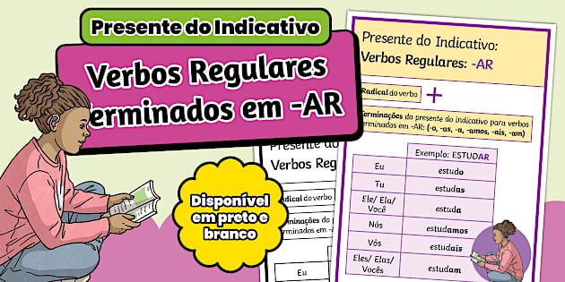 Pôster: Presente do Indicativo — Verbos Regulares Terminados em -AR