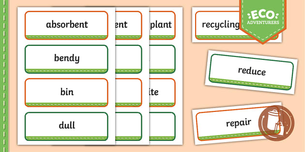 Year 1 Waste: Vocabulary Cards - Twinkl