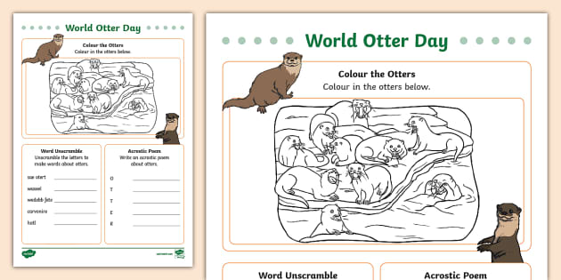 World Otter Day Boredom Buster Worksheet - Twinkl - KS1
